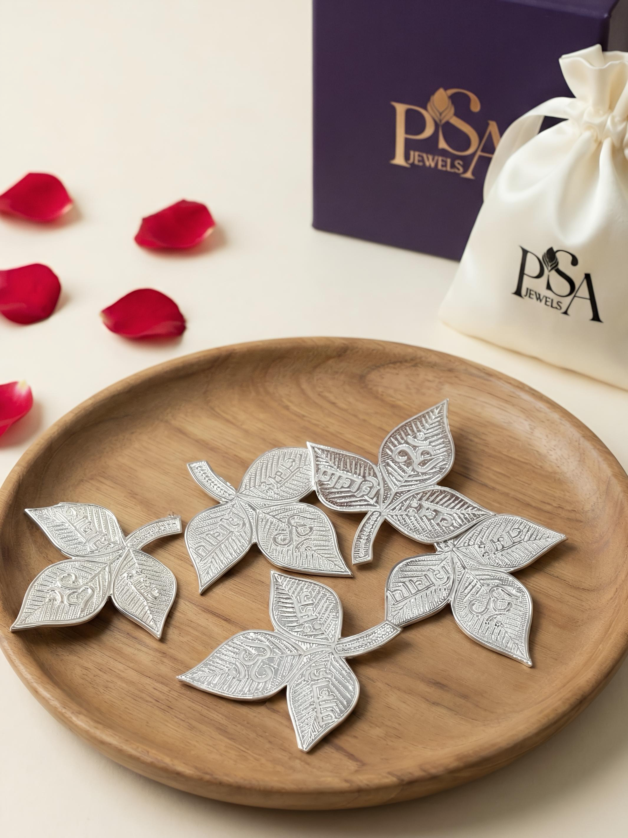 Pure Silver Bel Patra - Design 1